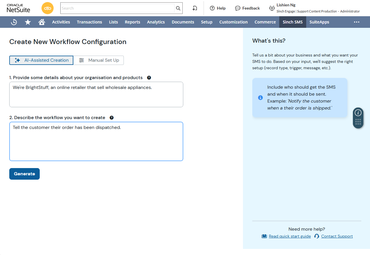 AI-powered NetSuite SMS workflows, powered by Sinch Engage